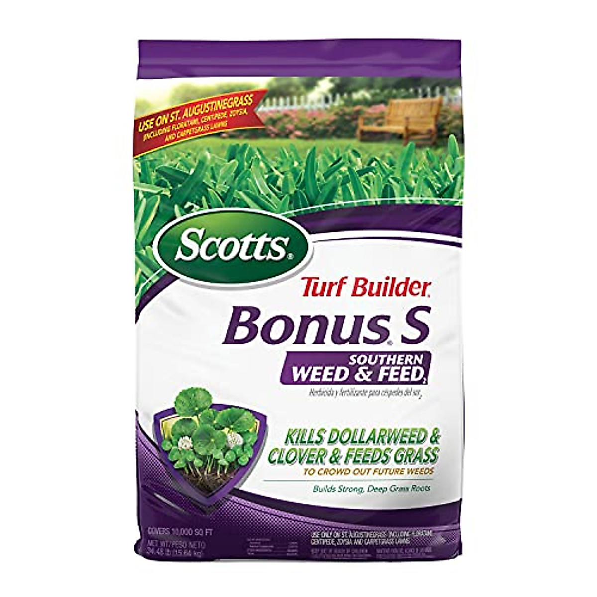 Scotts Turf Builder Bonus S Southern Weed & Feed2, Weed Killer and Lawn Fertilizer, 10,000 sq. ft., 34.48 lbs.