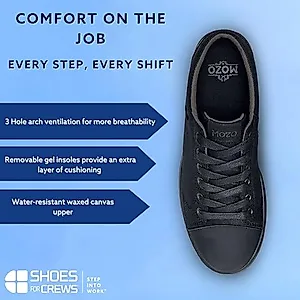 MOZO Grind Men’s Slip Resistant, Canvas Work Sneakers, Black, 11.5