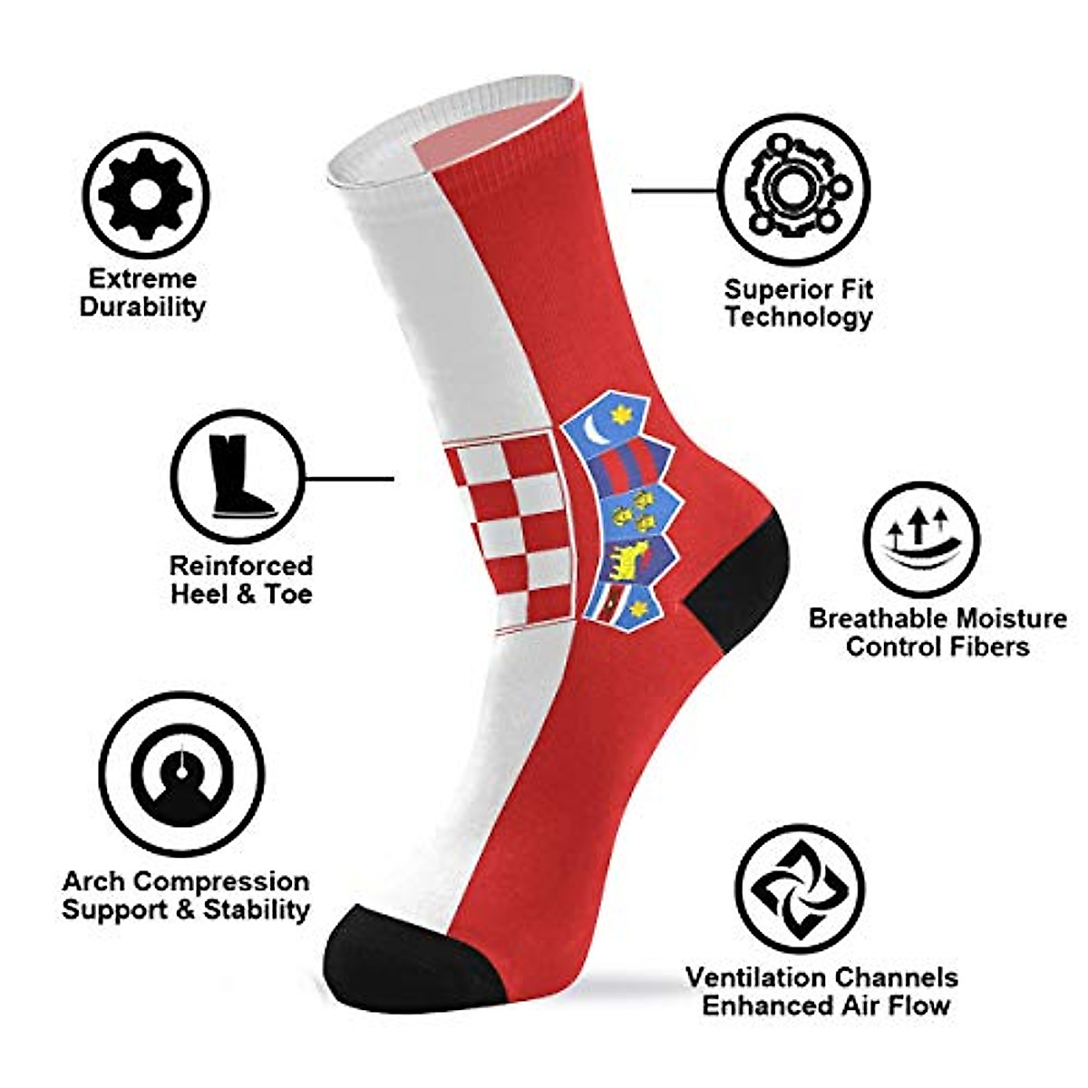 Croatia Flag Crew Socks for Men and Women 1 pair