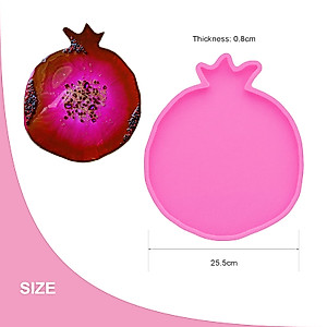 Shiny Glossy 10 inch Pomegranate Geode Large Coaster Agate Resin Silicone Molds Epoxy Fruit Style Resin Mold, Tray Resin Casting Mold for DIY Agate Coaster, Cup Mats, Bowl Mat, Home Decoration