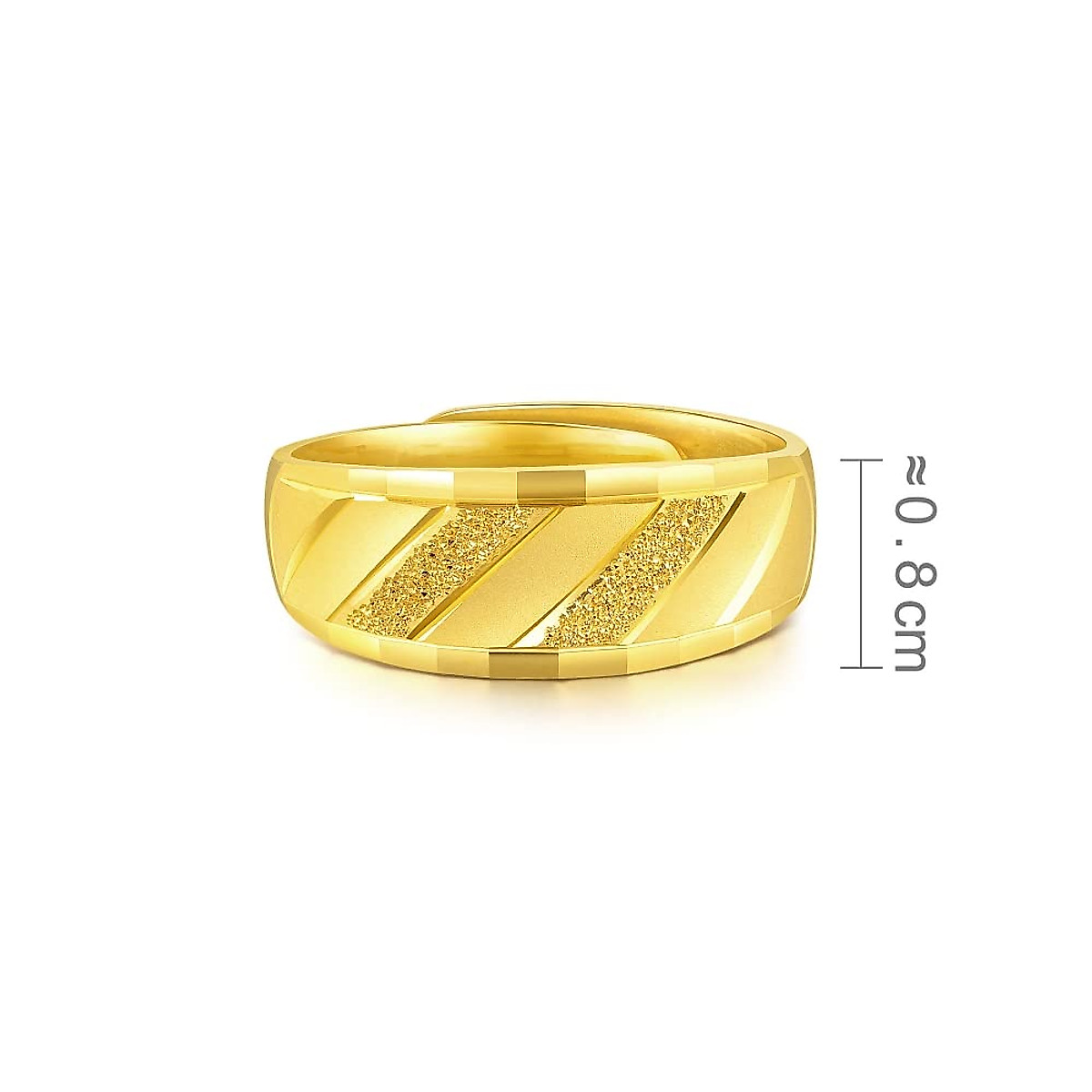 CHOW SANG SANG 999.9 24K Solid Gold Price-by-Weight Gold Modern Stripe Band Ring for Women 82813R | Size Adjustable (Approx. 0.09tael (~3.36g), Adjustable)