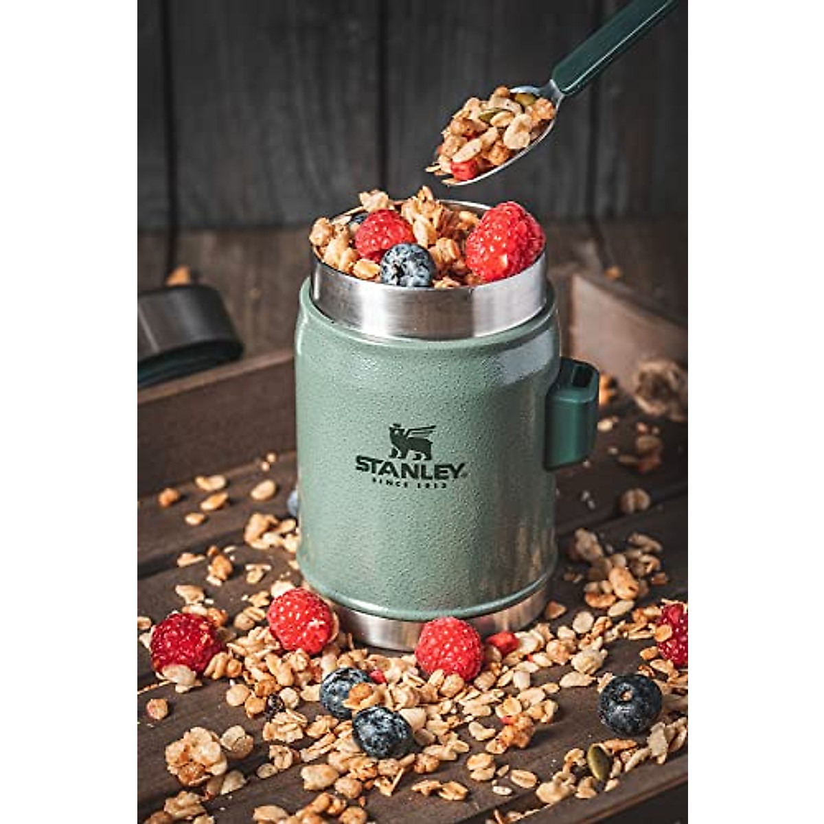 Stanley Classic Legendary Food Jar 0.4L Nightfall with Spork – BPA Free Stainless Steel Soup Flask - Keeps Cold or Hot for 7 Hours - Leakproof - Dishwasher Safe