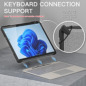 BRAECN Case for Surface Pro 8-13 Inch 2021, Rugged with 360° Rotating Stand/Hand Strap & Keyboard Adsorption Interface for Microsoft Surface Pro 8 2021 -Black