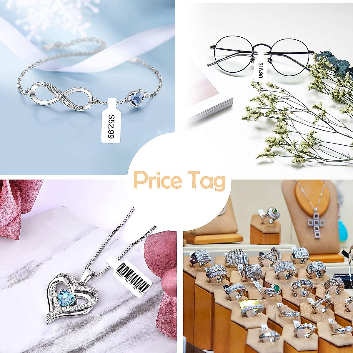 USUPERINK 2 Roll 3/8'' x 3/4'' Self-Adhesive LW 2-UP Jewelry Price Tag Labels Direct Thermal Paper Compatible for Dymo 30299 LabelWriter 450 Duo 4XL Zebra Rollo Label Printers, 1500 Labels Per Roll