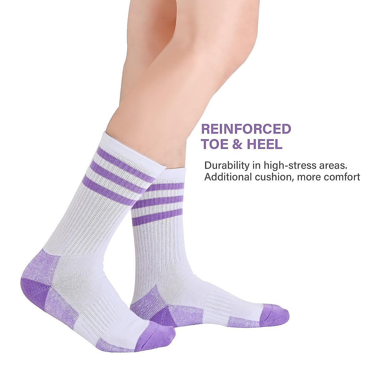 COOPLUS Womens Athletic Crew Socks 5 Pairs Outdoor Recreation Socks Performance Wicking Cushion Mid-Calf Socks