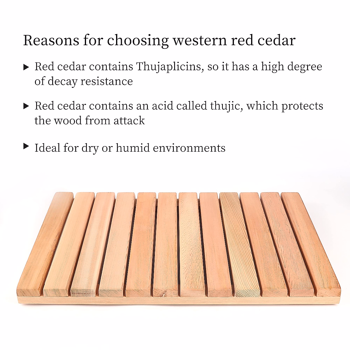 bingaai Cedar Wood Shower Mat, Cedar Wooden Bath Mats, Wood Bath Mat 23.6 × 15.7 in, Shower Stall Mat Non-Slip for Bathroom Bathtub Spa Sauna Garden Home, Wooden Floor Mat Large for Indoor and Outdoor