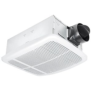 Delta Breez Radiance Exhaust Bathroom Fan 80 CFM Energy Efficient Quiet Operation Brushless Motor with Built-In Thermostat Heater, White