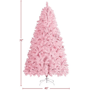 Yaheetech 6ft Pink Artificial Christmas Pine Tree Seasonal Holiday Carnival Home Party Decoration for Home, Office, Party Decoration Indoor Outdoor with 818 Branch Tips and Foldable Stand