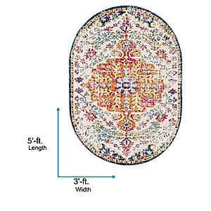 Artistic Weavers Odelia Vintage Bohemian Area Rug,3' x 5' Oval,Orange/Navy