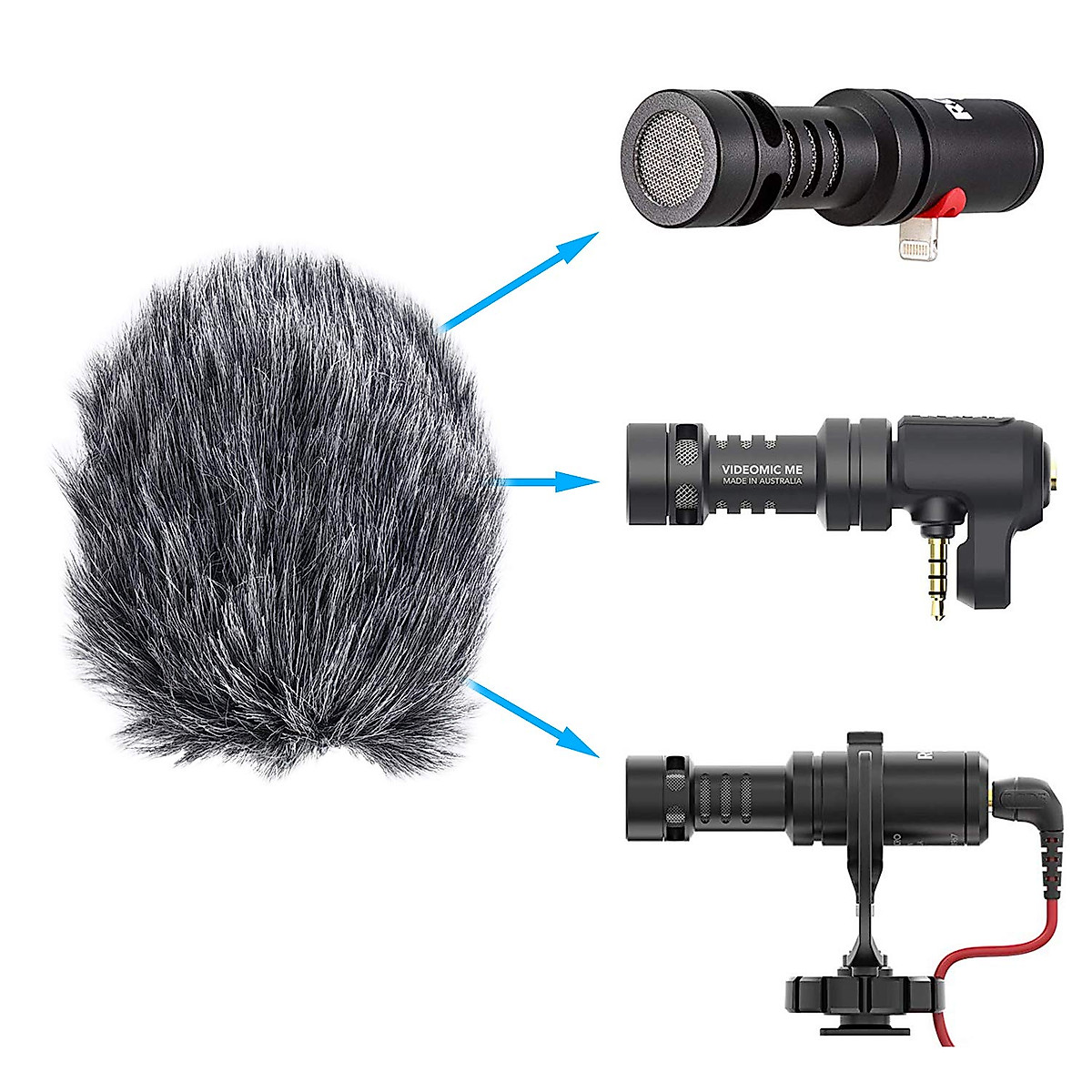 YOUSHARES Pop Filter for Rode VideoMicro and VideoMic Me Me-L, Deadcat Windscreen Custom Outdoor Windscreen Wind Shield Mic Windshield Muff Fur