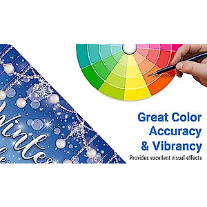 Funnytree 7x5ft Winter Wonderland Theme Backdrop for Blue Boy Baby Shower Birthday Party Christmas Snowflake Snow Landscape Photography Background Bokeh Glitter Pearl Banner Decoration Photo Booth