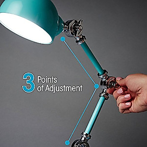 OttLite Revive LED Desk Lamp with ClearSun LED Technology, Turquoise – 3 Brightness Settings, Touch Activated Controls, USB Charging Port & 3 Adjustable Knobs for Precise Lighting - Great for Reading