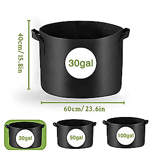 2 Pcs 30 Gallon Grow Bags for Vegetable, Heavy Duty Thickened Nonwoven Fabric Pots with Handles, Durable Breathe Plant Container for Potato, Carrot, Onion, Flower, Indoor and Garden