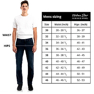 Urban Star Mens Jeans Relaxed Fit – Straight Leg Stretch Jeans for Men – Ultimate Comfort Superflex Pants Dark Blue 36W x 30L
