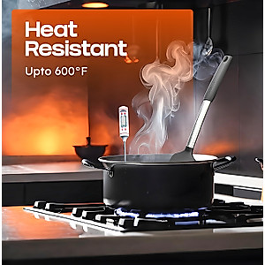 BakeRoyal Silicone Spatula Set - Turner Spatulas Silicone Heat Resistant 600°F - Slotted & Solid Silicone Spatulas for Cooking Fish, Eggs, Pancakes Flipper – Silicone Cooking Utensils Set – Black