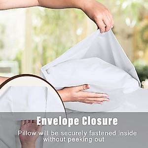 Cotton Pillow Cases Standard Size Set of 2, 800 Thread Count 100% Egyptian Cotton Sateen Weave Pillowcases, Natural Soft & Breathable Pillow Covers with Envelope Closure (White 2Pcs)