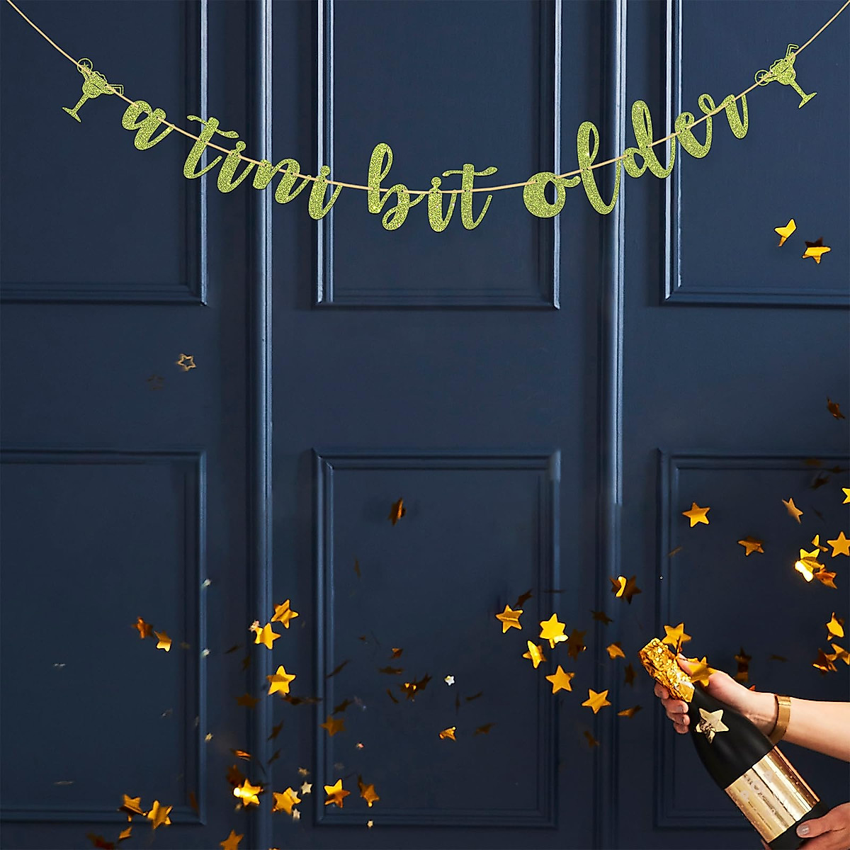 KakaSwa A Tini Bit Older Banner, Martini Bar Party Decorations, Weenies and Tinis Banner, Tini Bar Themed Birthday Bachelorette Party Decoration Supplies, Green Glitter