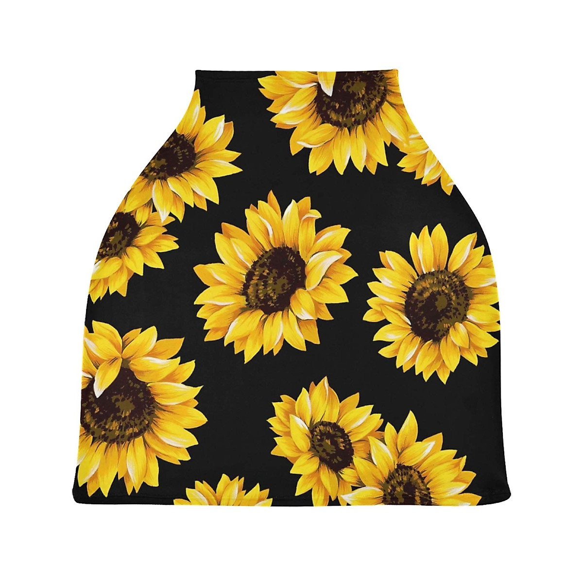 WELLDAY Baby Car Seat Covers Black Sunflower Stretchy Breastfeeding Scarf Breathable Infant Carseat Canopy Nursing Covers Multi Use for Stroller High Chair Shopping Cart Boys and Girls