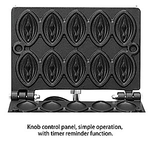 Mvckyi Commercial 10 PCS Small Size Abalone Shape Electric Waffle Maker with removable plates, Non Stick Vagina Waffle Machine Hot Dog Baker, Strange Shape Sausage Female Pussy Grill Waffle Baker for Party Snack Food