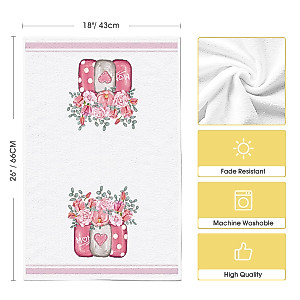 Artoid Mode Tulip Eucalyptus Leaves Vase Flower Basket Blessed Mama Mother's Day Kitchen Towels Dish Towels, 18x26 Inch Seasonal Best Mom Ever Decoration Hand Towels Set of 4