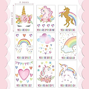 9 Pieces Unicorn Room Decal for Girls Bedroom Unicorn Rainbow Wall Decals Removable Inspirational Wall Decal Unicorn Wall Stickers Decor for Girls Kids Bedroom Nursery Birthday Party (Lovely Style)