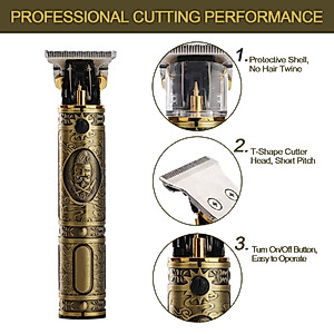 Hair Clippers for Men, Professional Hair Trimmer T-Blade Trimmer Electric Haircut Kit Cordless Rechargeable Zero Gapped Edgers Clippers Beard Trimmers Grooming Kit Men's Gift