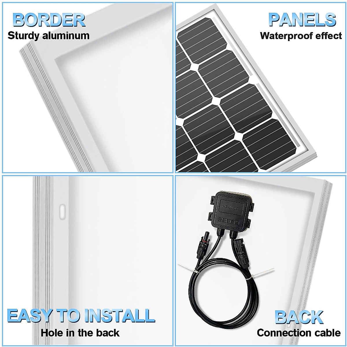 ECO-Baeerss 300 Watt Solar Panel,12/24 Volt High Efficiency Monocrystalline Solar Panel for RV Marine Rooftop Farm Battery and Other Off Grid Applications