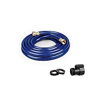 FangFarm 5/8" Outdoor PVC Garden Hose with Water Stop, Hose Shut Off Valve, Flexible Water Hose, Durable and Leakproof, Solid Brass GHT Connector (20FT, Blue)
