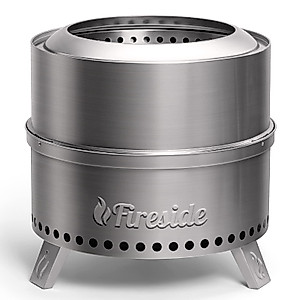 TURBRO 19 Inch Smokeless Fire Pit for Outdoor Wood Burning, Portable 304 Stainless Steel Camping Stove with Stand, Removable Ash Pan, Waterproof Storage Bag, Unique Nested Design, Pluto R19-SS, Silver