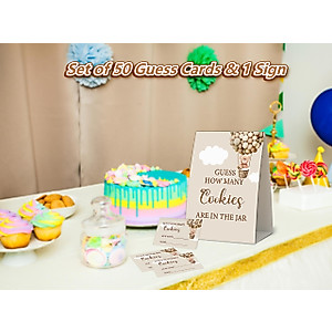 Hot Air Balloon Shower Game,Guess How Many Cookies,Baby Shower Games,Wedding Shower Game,Baby Shower Decorations Gender Neutral,Bridal Shower Decoration,Birthday Party Game,50 guess Cards & 1 Sign-8