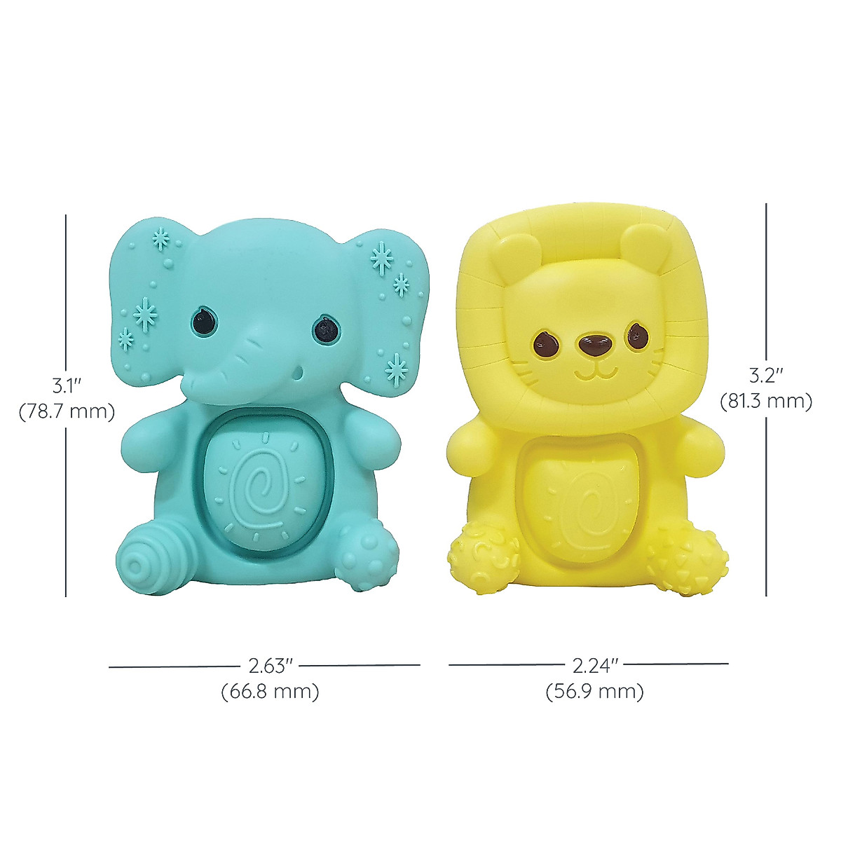 Infantino Teethimal Pop Pals - Elephant & Lion Sensory Popper Toy with Soothing Teething Textures for Infants & Toddlers, 6M+