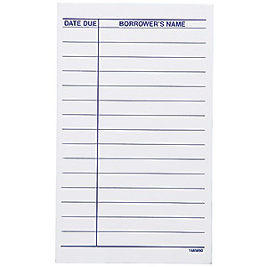 School Smart 1485890 Circulation Date Due Cards, 3 x 5 Inches, White, Pack of 500