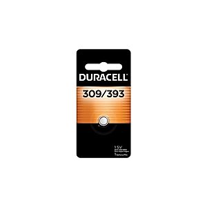 Duracell 309/393 Silver Oxide Button Battery, 1 Count Pack, 309/393 1.5 Volt Battery, Long-Lasting for Watches, Medical Devices, Calculators, and More
