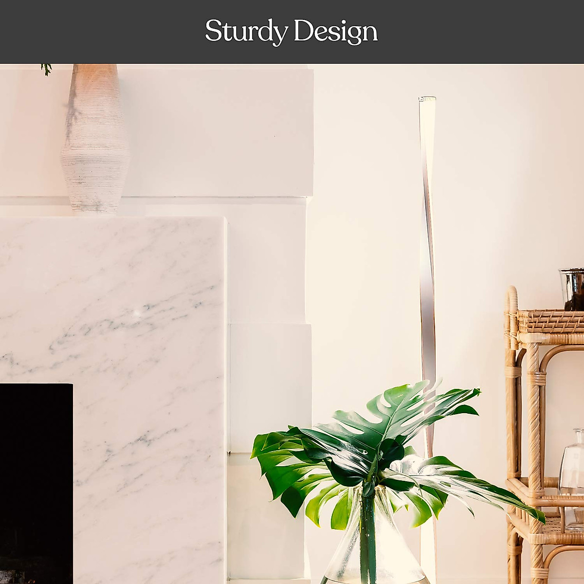 Brightech Helix LED Floor lamp, Bright Floor Lamp for Living Rooms & Bedrooms, 48" Tall Pole Lamp, Dimmable Standing Lamp - Platinum Silver