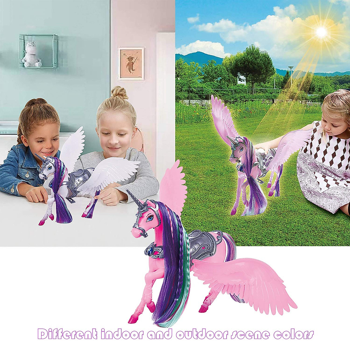 Sparkle Unicorn and Fairy Tale Princess Doll, W/ Crystal Comb and Fairy Stick, Girls' Unicorn Doll Toys Gifts, Presents for Girl Kids Aged 3+ (Pink Unicorn Purple Dress)