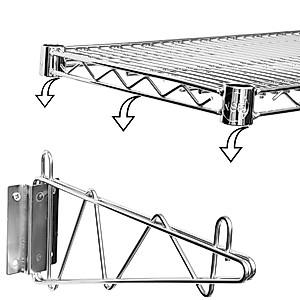 Regal Altair Wall Mount Wire Shelf (Chrome, 14" D x 24" W x 2" H)