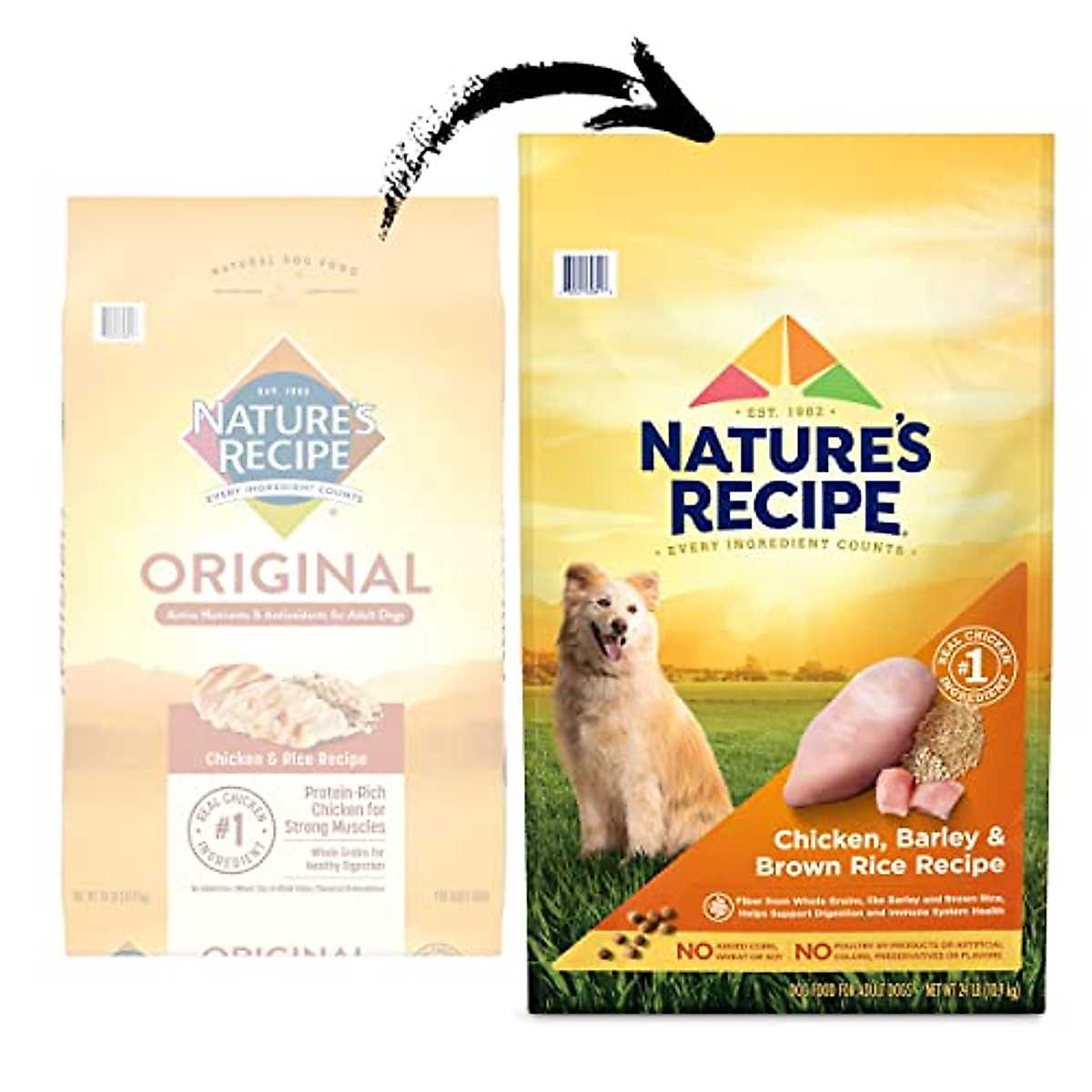 Nature′s Recipe Chicken, Barley & Brown Rice Recipe Dry Dog Food, 24 lb. Bag