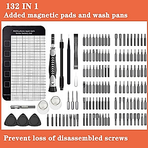 YAOASEN Precision Screwdriver Set, 132 in 1 Small Screwdriver Set with 120 Bits, Tri-Wing, Hex, Torx, for Electronics Item, Craftsman, MacBook, Phone, PS4, Game Console, Watch, Eyeglasses, Xbox, DIY