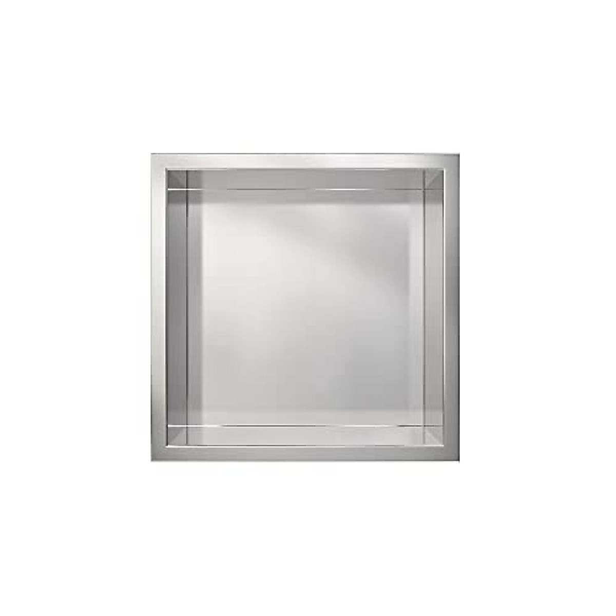 Odass | Shower Niche | 12" X 12" | NO Tile Needed | Square Stainless Steel #304 Niche | Brush Recessed Single Shelf Organizer | Bathroom Storage for Shampoo Bottle