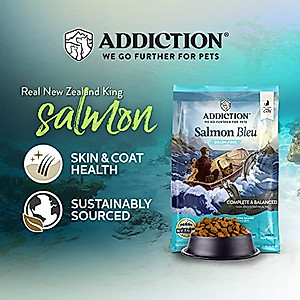 Addiction Salmon Bleu - Dry Cat Food - Complete and Balanced Diet - Skin and Coat Health Dog Formula - Features Premium King Salmon - 4 pounds
