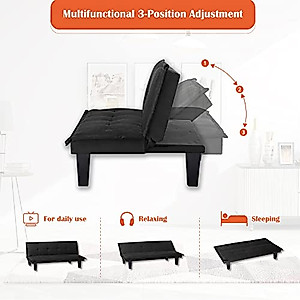 Modern Cozy Loveseat,Soft Upholstery Futon Sofa Daybed,Small Love Seat Recliner Couch for Living Room Office Apartment Compact Space Furniture Set,Solid and Easy to Assemble