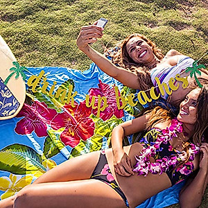 Drink Up Beaches Banner Gold Glitter- Beach Party Decorations, Drink Up Beaches Decorations, Tropical Bachelorette Party Decor, Hawaiian Bridal Shower Decorations