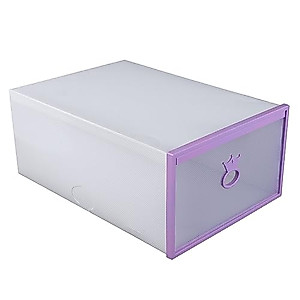 Amosfun 4pcs Box Plastic Shoe Storage Box Shoe Storage Cubes Sneaker Drawers Out Shoe Drawer Boot Drawer Shoes Clear Stackable Shoe Drawer Folding Shoe Rack Organizer Purple High Heel