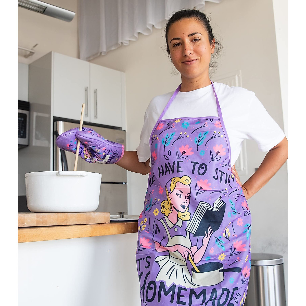 If I Have To Stir It's Homemade Funny Cooking Graphic Kitchen Accessories Funny Graphic Kitchenwear Funny Food Novelty Cookware Purple Oven Mitt