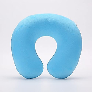 Inflatable Travel Neck Pillow for Airplane U-Shaped Neck Cushion Plush Fabric Headrest Sleep Office Napping Pillow Orange
