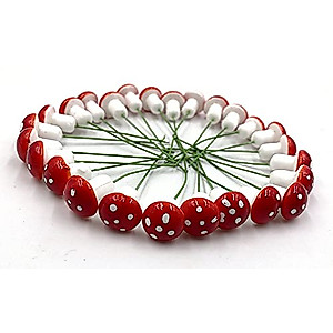 Aliotech 50 Pieces Mini Mushroom Miniatures Artificial Garden Fairy Bonsai Plant Pot Resin Craft Decoration for Home DIY Micro Landscape Decor (Red)