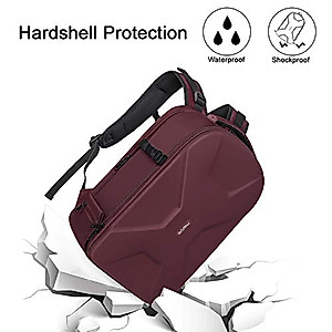 MOSISO Camera Backpack, DSLR/SLR/Mirrorless Photography Camera Bag 15-16 inch Waterproof Hardshell Case with Tripod Holder&Laptop Compartment Compatible with Canon/Nikon/Sony, Wine Red
