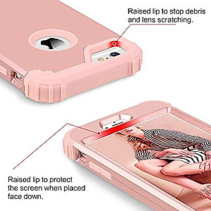 iPhone 8 Case, iPhone 7 Case, BENTOBEN 3 in 1 Hybrid Hard PC Cover & Soft Silicone Bumper Heavy Duty Slim Shockproof Full Body Rugged Protective Phone Case for iPhone 7 & iPhone 8 (4.7Inch), Rose Gold