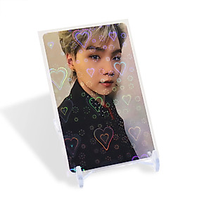 100PCS Laser Flashing Card Sleeves Cover Shinny Hearts Kpop Photocard Sleeves (58x89mm, Hearts)