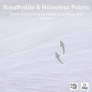 AveLom Seersucker Queen Comforter Set (90x90 inches), 3 Pieces - 100% Soft Washed Microfiber Lightweight Comforter with 2 Pillowcases, All Season Down Alternative Comforter Set for Bedding, White